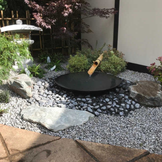 Japanese Shallow bachi (Kyoto Range) - garden ornament water basin ...